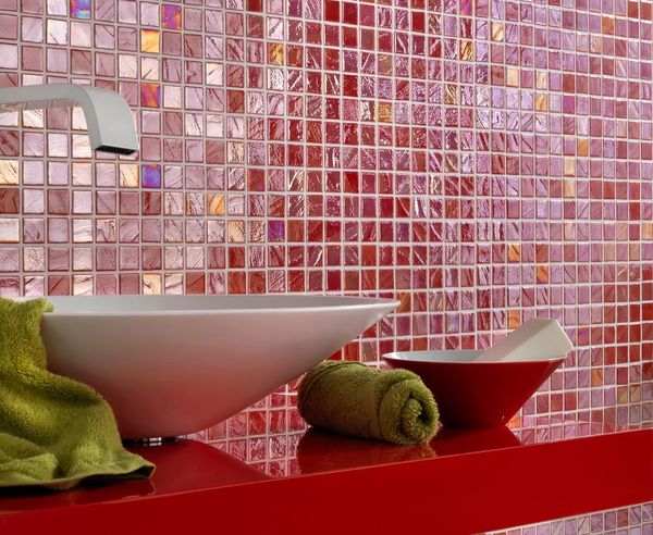 Pool mosaic series TITANIUM, composition RED BRUSH 25X25mm VIDREPUR